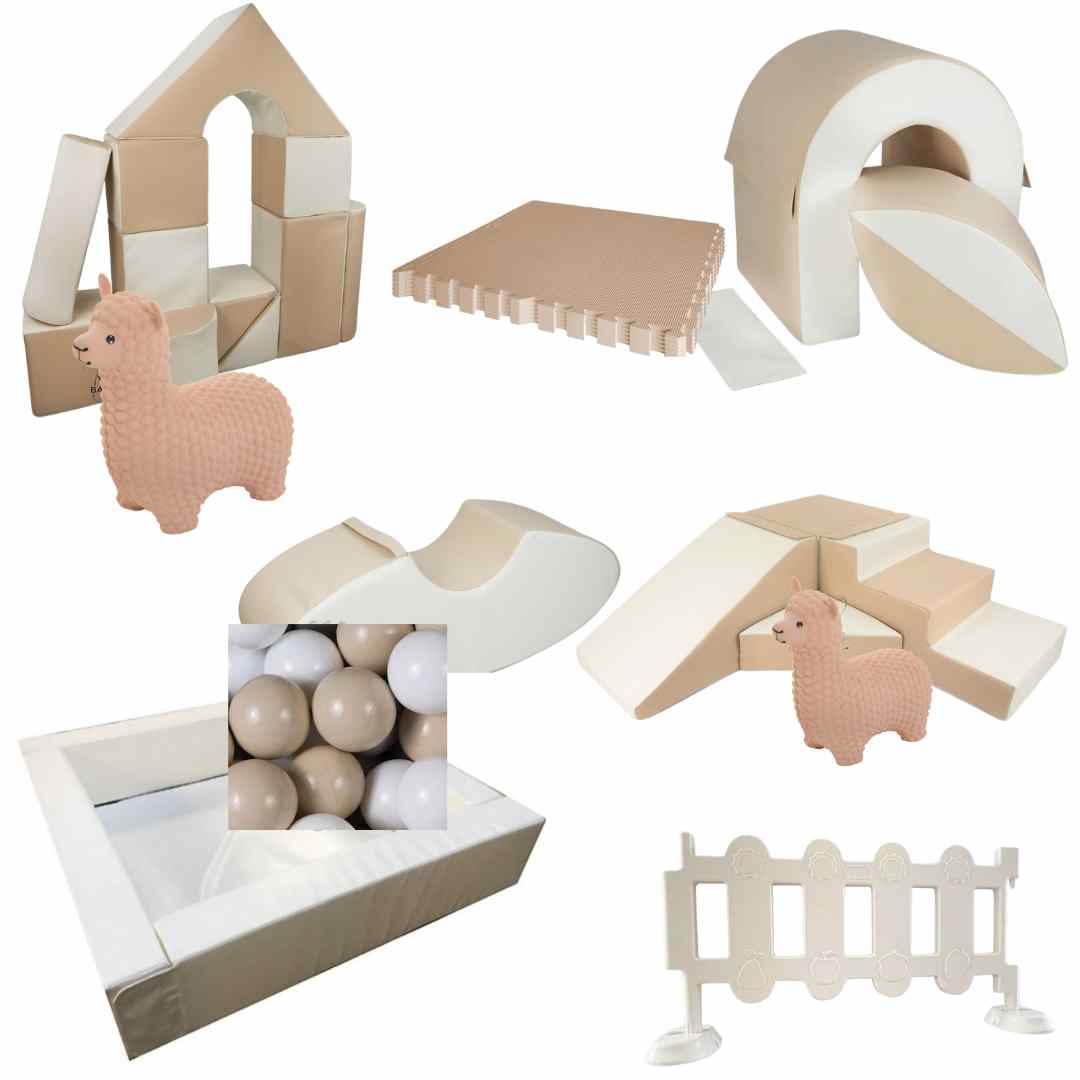 BEIGE AND WHITE NEUTRAL SOFT PLAY SET – littlepartyhireuk