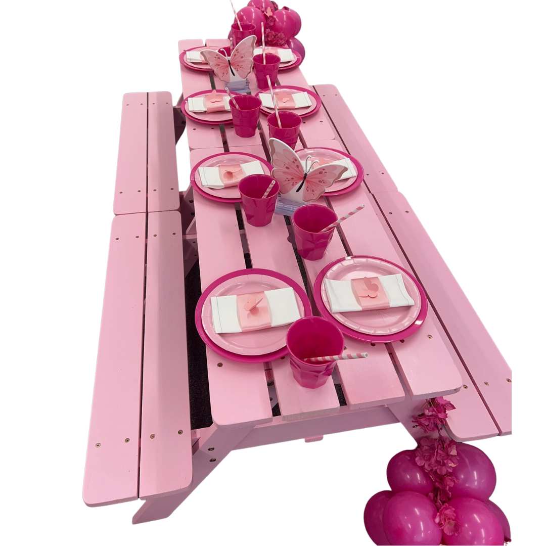PINK TODDLER PICNIC CHILD BENCH – littlepartyhireuk